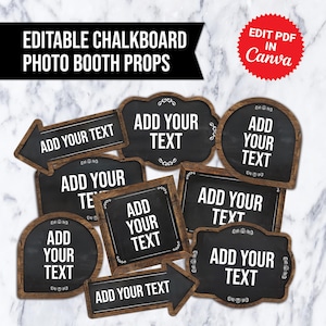 Editable Chalkboard Photo Booth Props: DIY Printable Party Fun (PDF ...