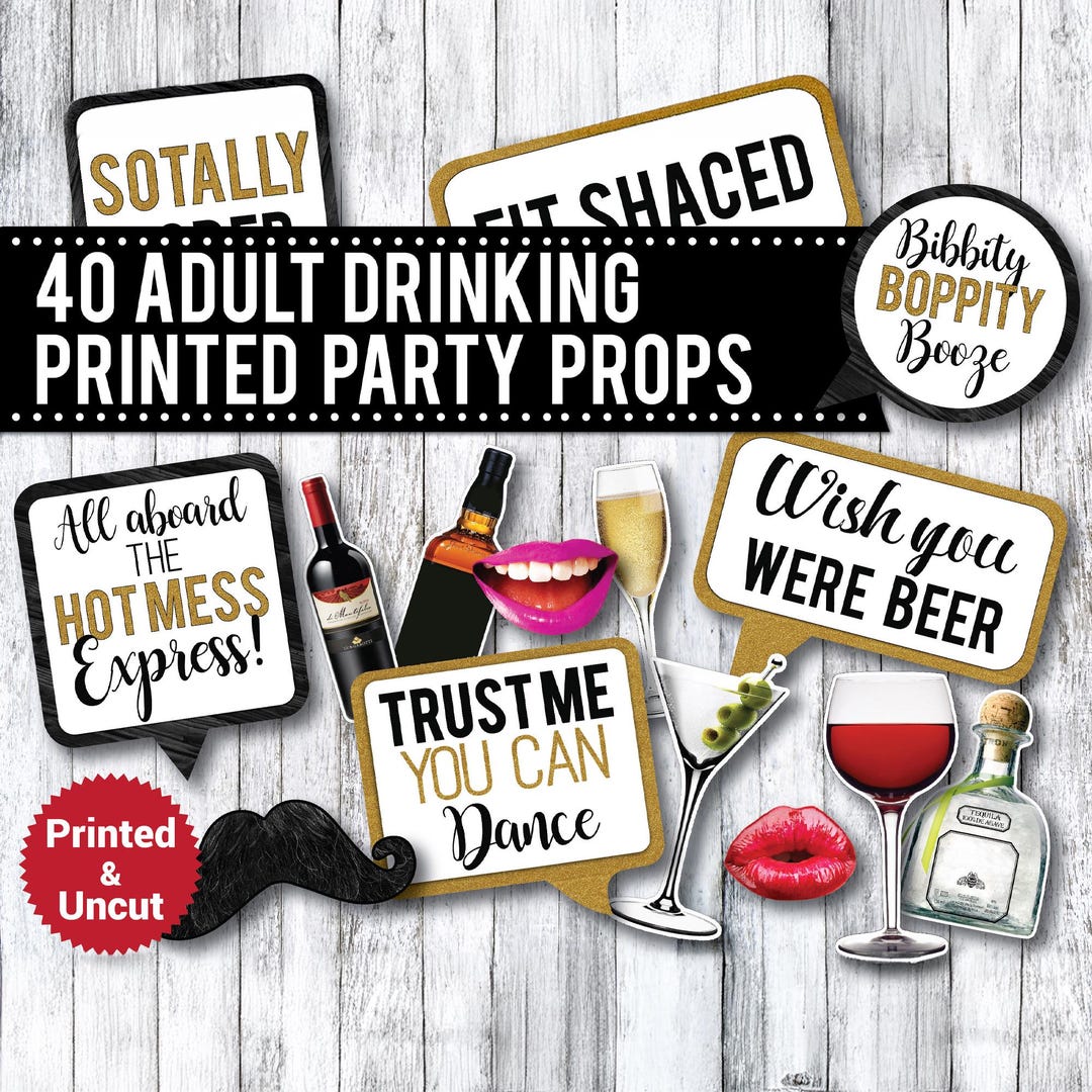 Adult Drinking Photo Booth Props: 40 Printed Party Props - Etsy
