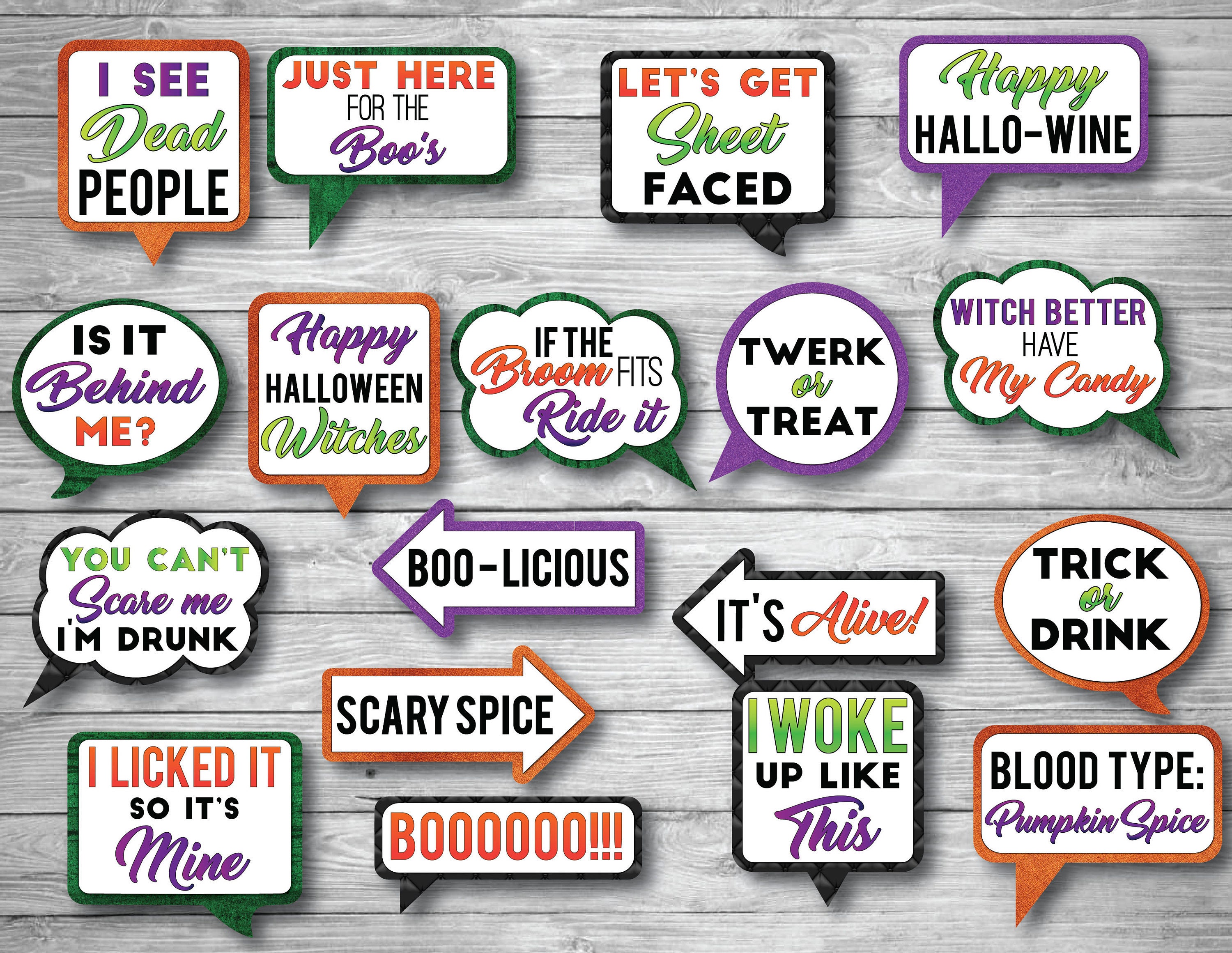 35 Funny Halloween Photo Booth Props PRINTED & UNCUT Funny - Etsy