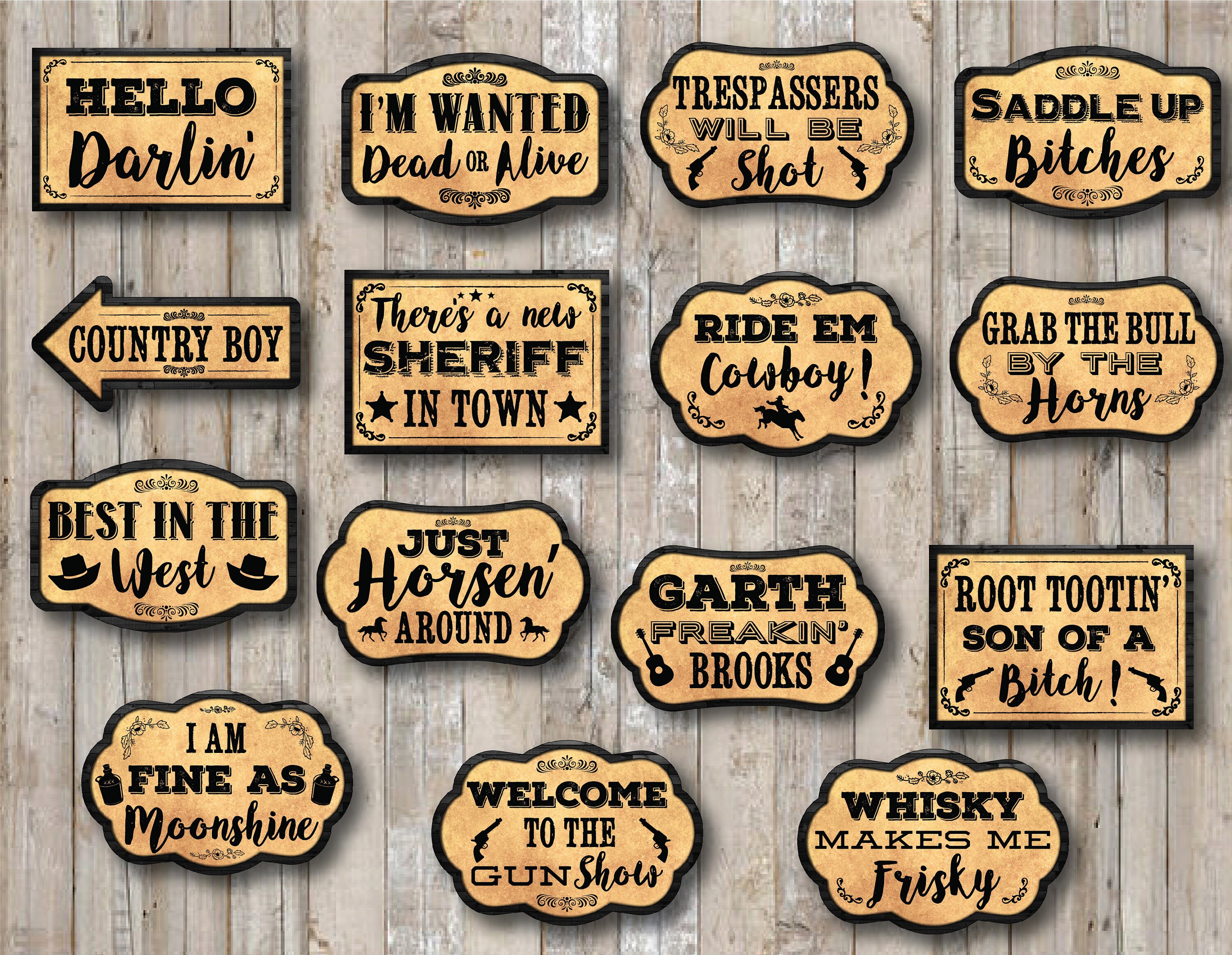 30 Western Rustic Photo Booth PRINTED & UNCUT Props Country - Etsy