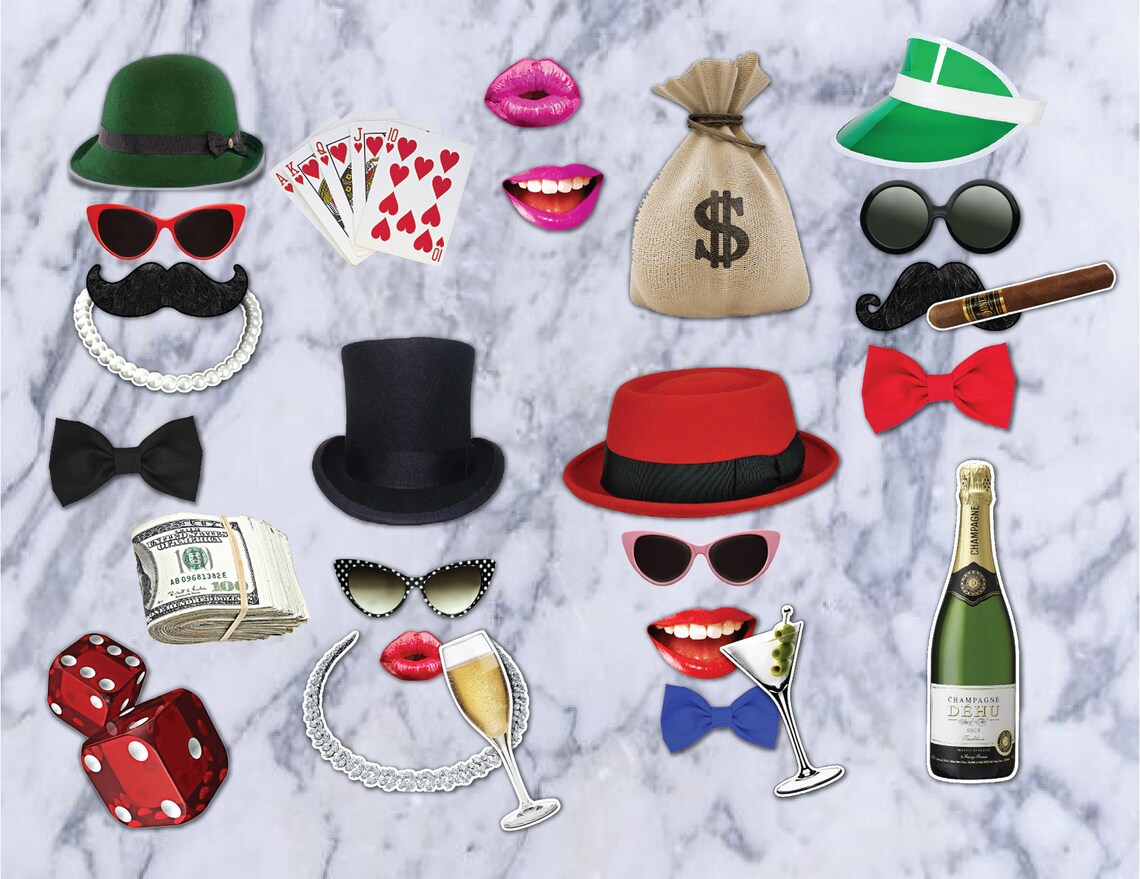 60 Casino Theme PRINTABLE Photo Booth Props Adult props | Etsy