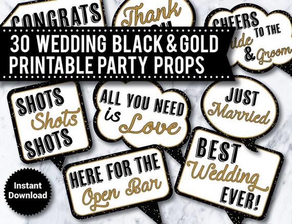 30 PRINTABLE Wedding Photo Booth Props INSTANT DOWNLOAD | Etsy Canada