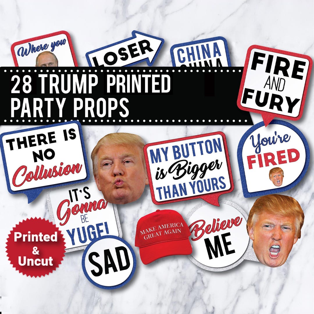 28 Trump Photo Booth PRINTED & UNCUT Props, Trump Props, Funny Props ...