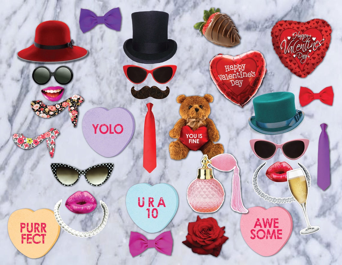 50 Valentines Day Props Valentine Photo Booth Prop | Etsy
