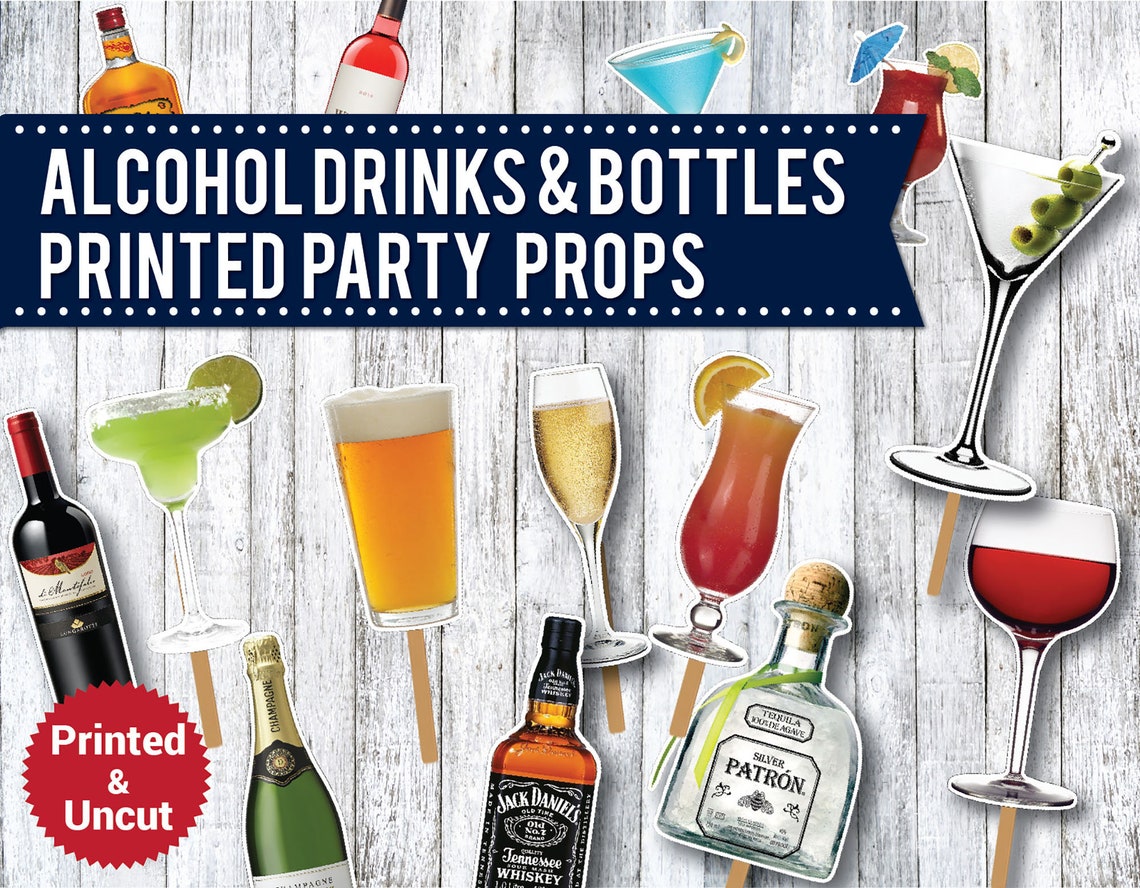 21 Adult Drinking Alcohol Photo Booth Props PRINTED & UNCUT | Etsy