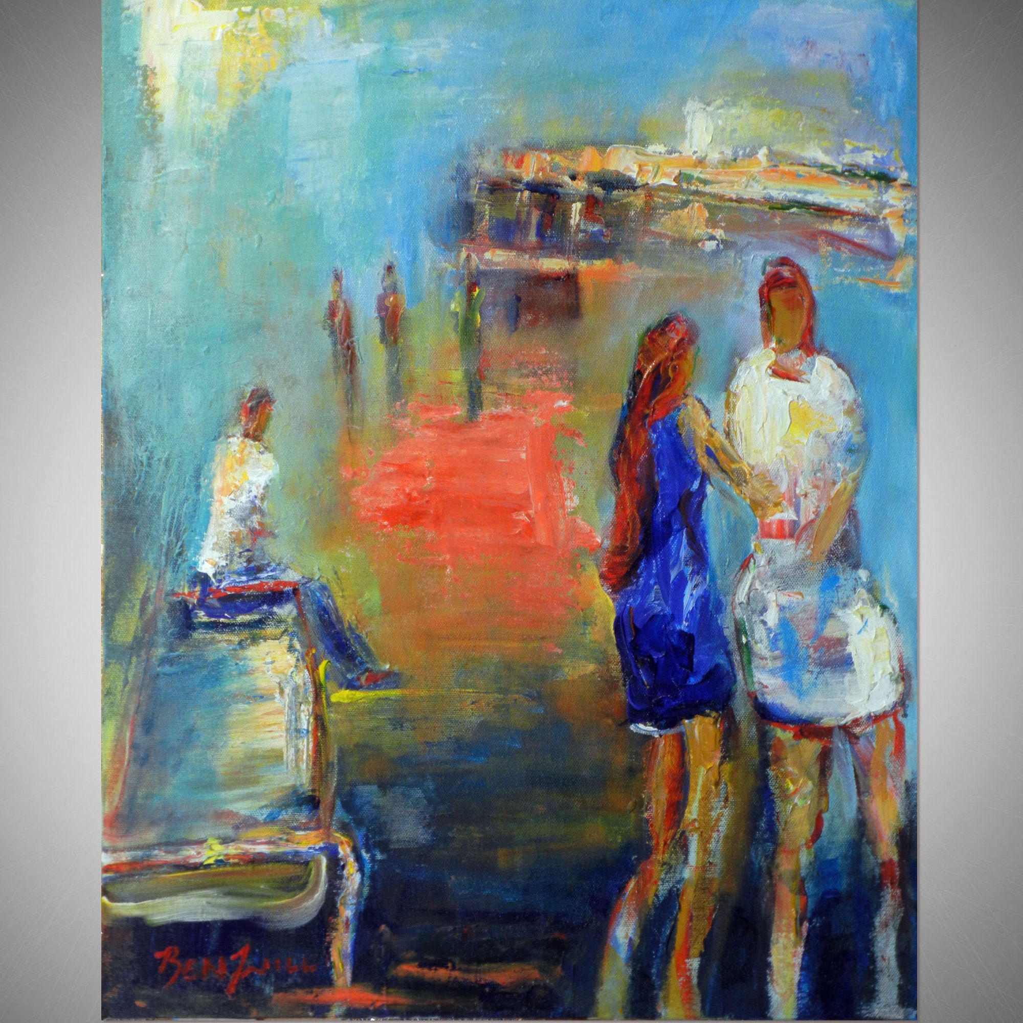 Modern Abstract Painting Figure ORIGINAL Decorative Fine Art 20x16 by ...