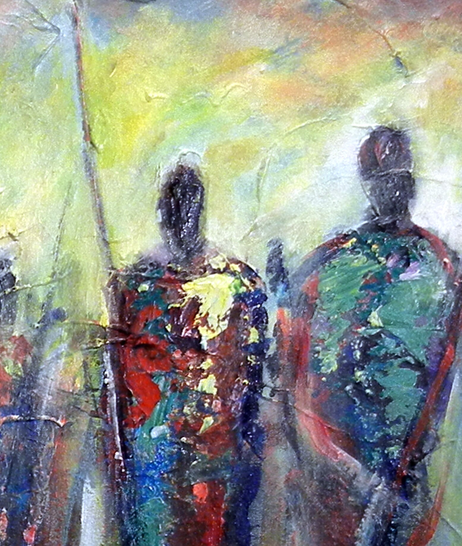 ABSTRACT Art Masses of People Huge ORIGINAL Painting Maasai Warrior ...