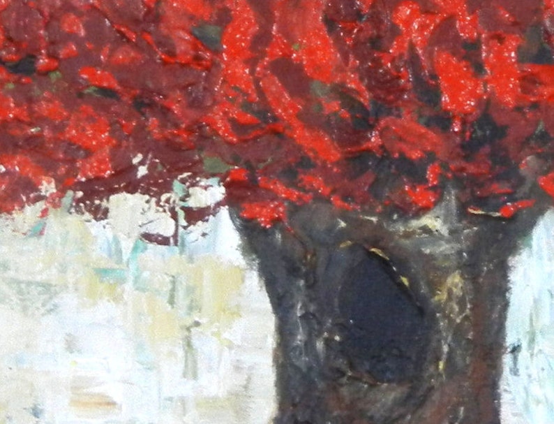 Red Tree Painting ORIGINAL Contemporary Art in Red - Abstract Tree ...
