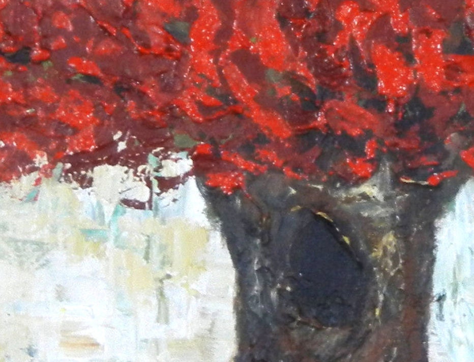 Red Tree Painting ORIGINAL Contemporary Art in Red - Abstract Tree ...