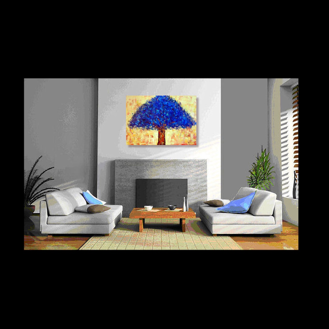 Tree Oil Painting ORIGINAL Artwork Blue Tree Art Made to Order Ready to ...