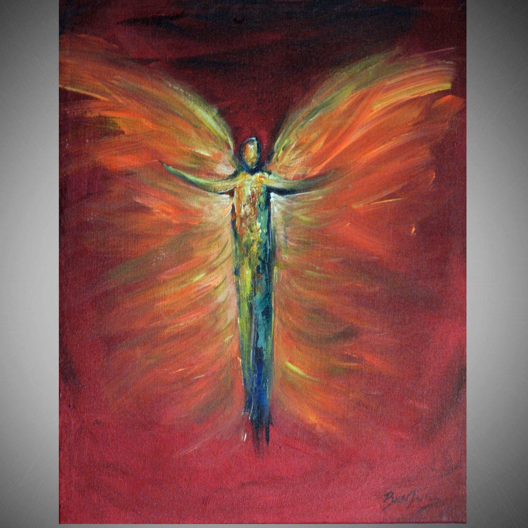 Angel Art Original Abstract Painting Resounding Gloy ANGEL 20x16 ...