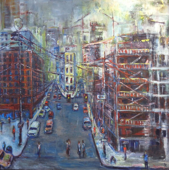 Abstract Original Painting CITYSCAPE URBAN Spaces Art 48x48 | Etsy