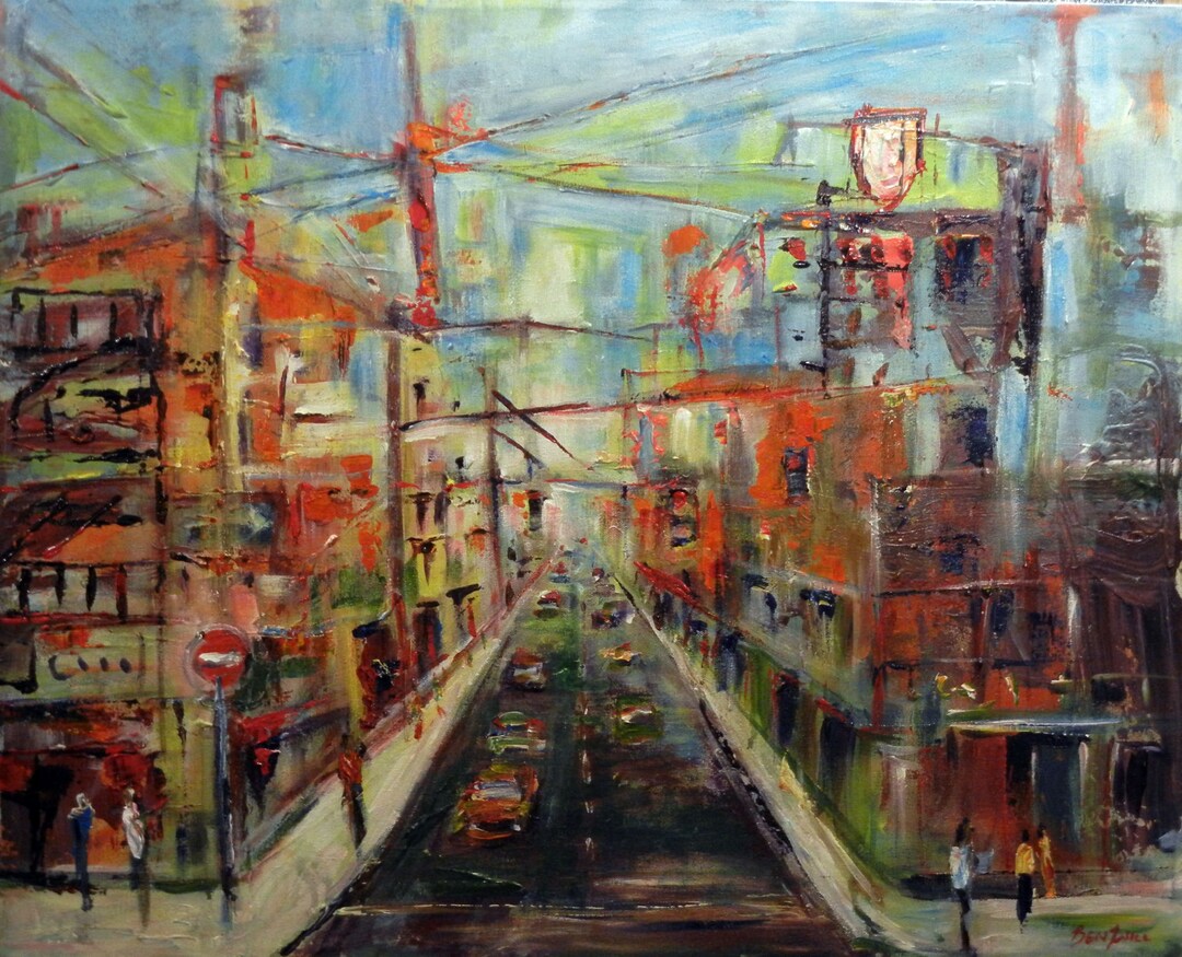 Abstract Original Painting CITYSCAPE URBAN Spaces Art 30x24 by Benwill ...