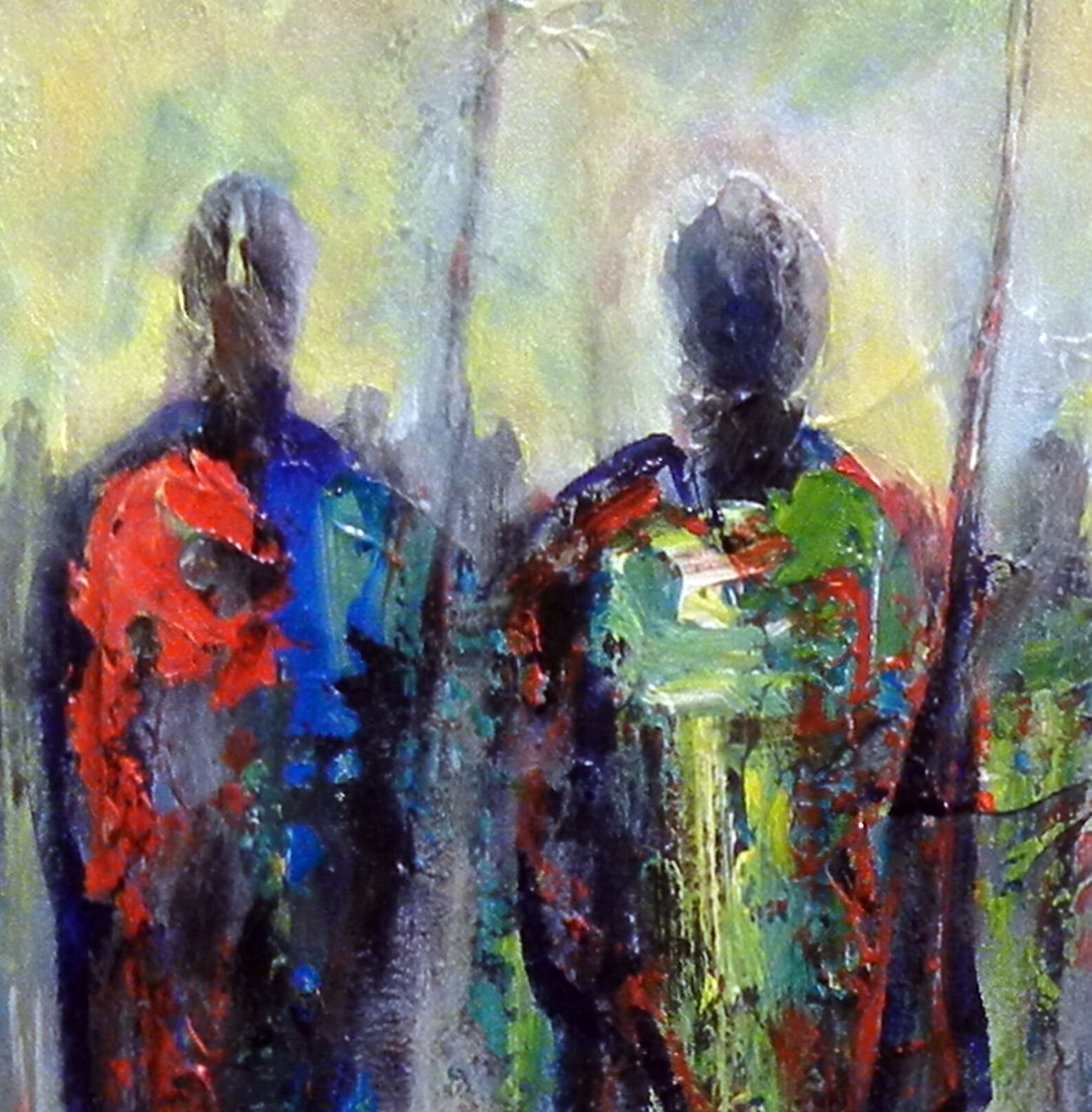 ABSTRACT Art Masses of People Huge ORIGINAL Painting Maasai Warrior ...