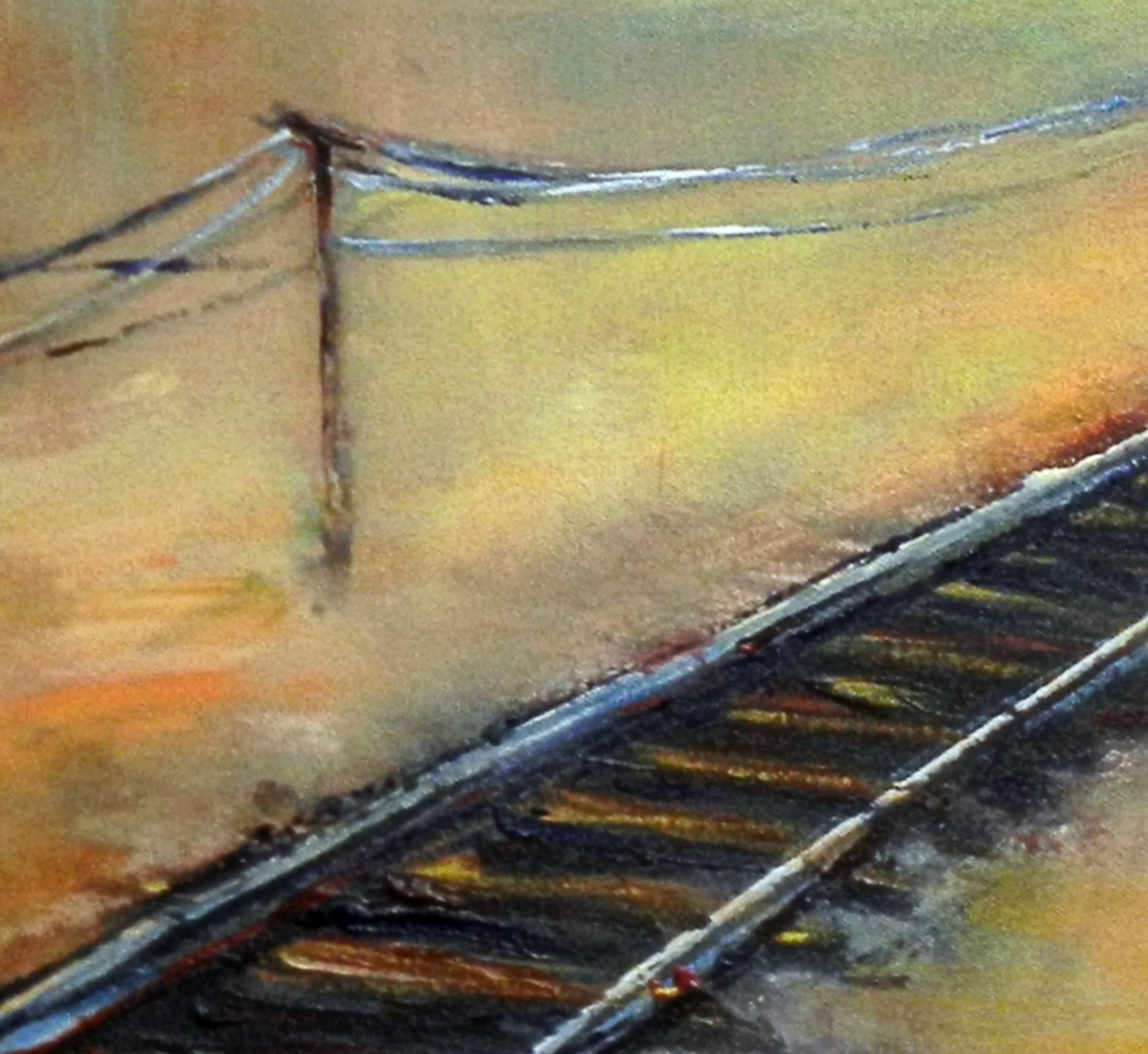 Abstract Modern Railroad Tracks Oil Painting Art 40x24 by Benwill - Etsy