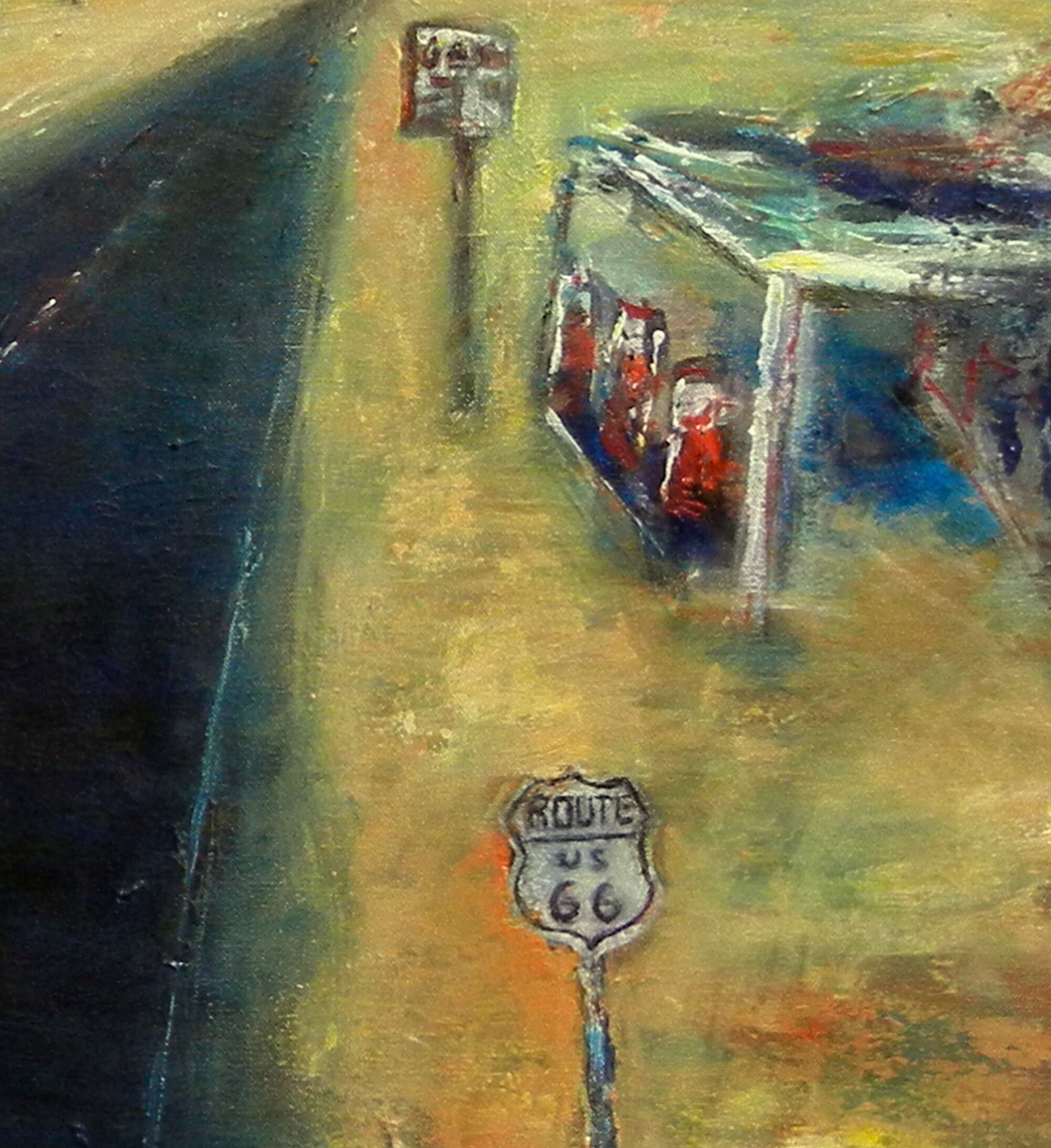 HIGHWAY Abstract Modern Oil Painting Route 66 ORIGINAL Southwestern Art ...