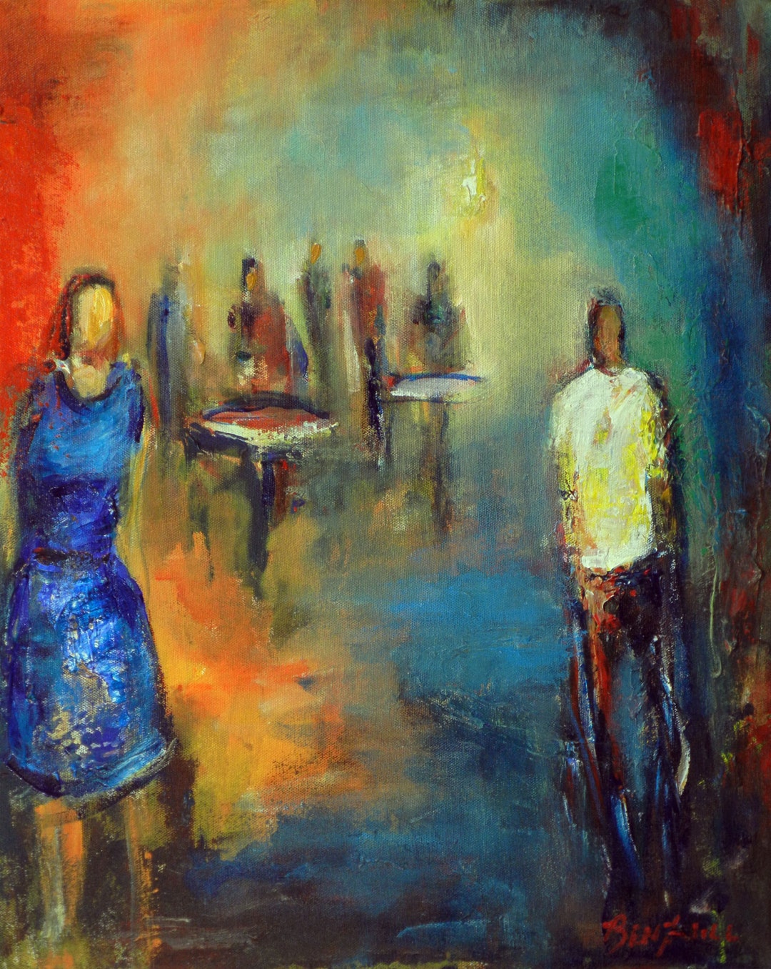 Modern Abstract Painting Figure ORIGINAL Decorative Fine Art 20x16 by ...