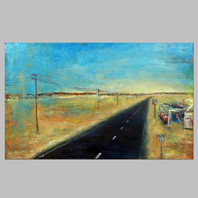 HIGHWAY Abstract Modern Oil Painting Route 66 ORIGINAL Southwestern Art ...