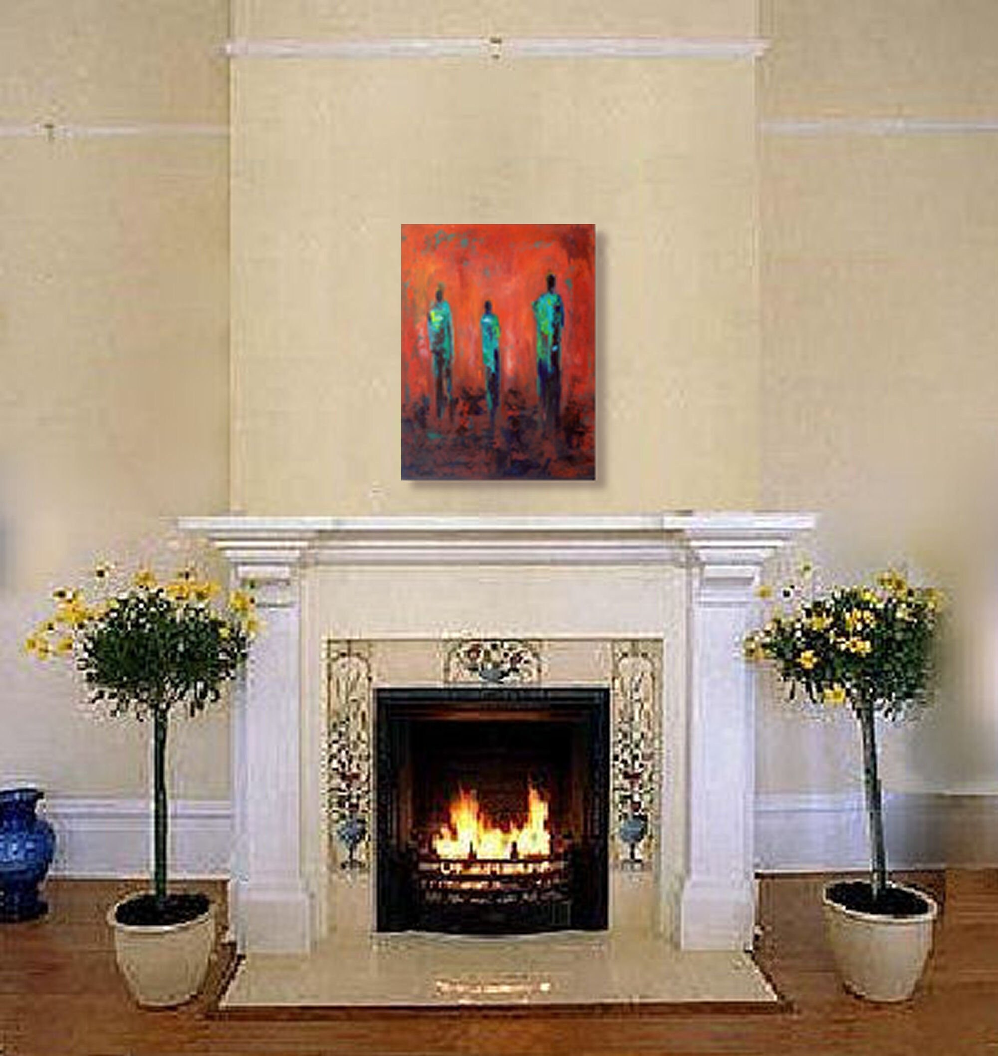 ABSTRACT Original Painting Trinity Home Decor Red Art - 24x18 by ...