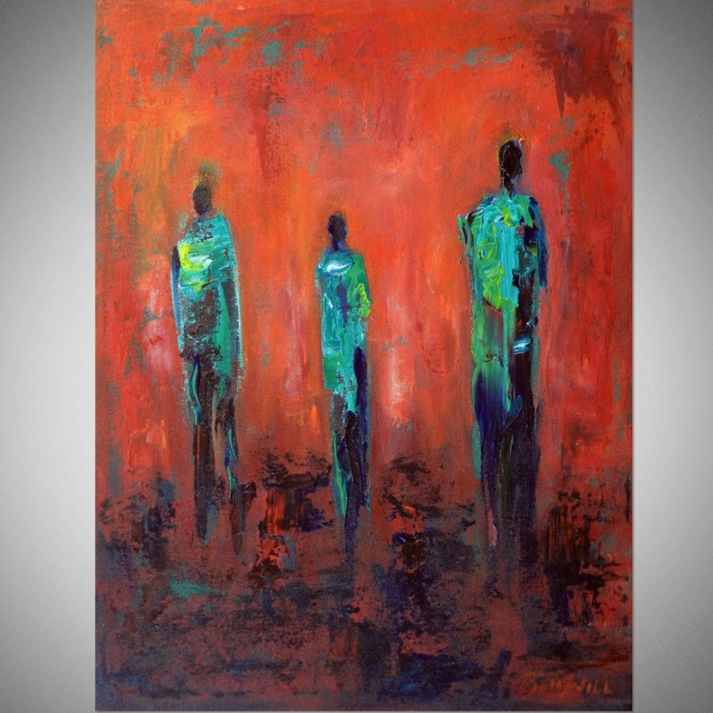 ABSTRACT Original Painting Trinity Home Decor Red Art - 24x18 by ...