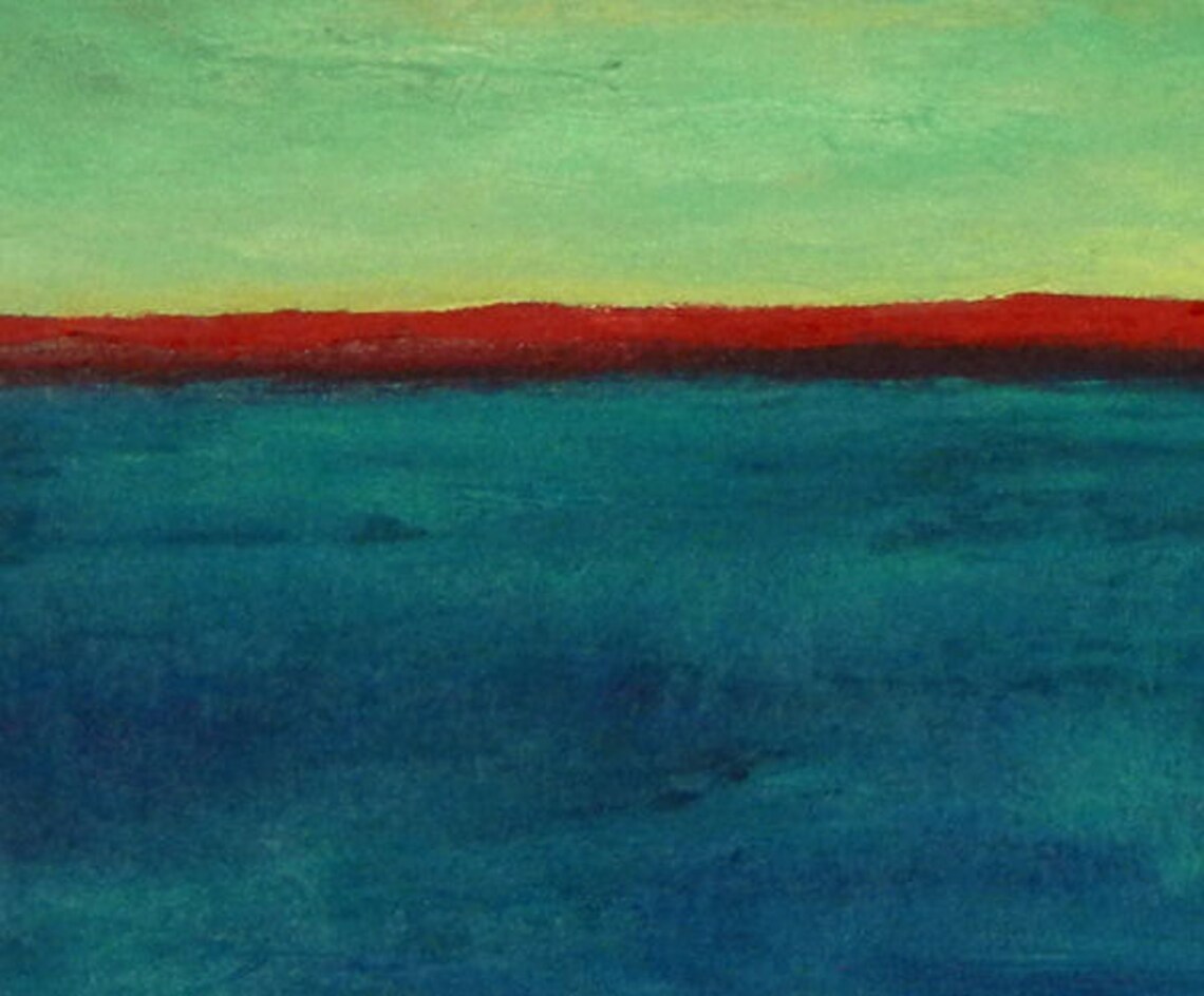 TURQUOISE Red Horizon Art Abstract Expressionist Contemporary Art ...