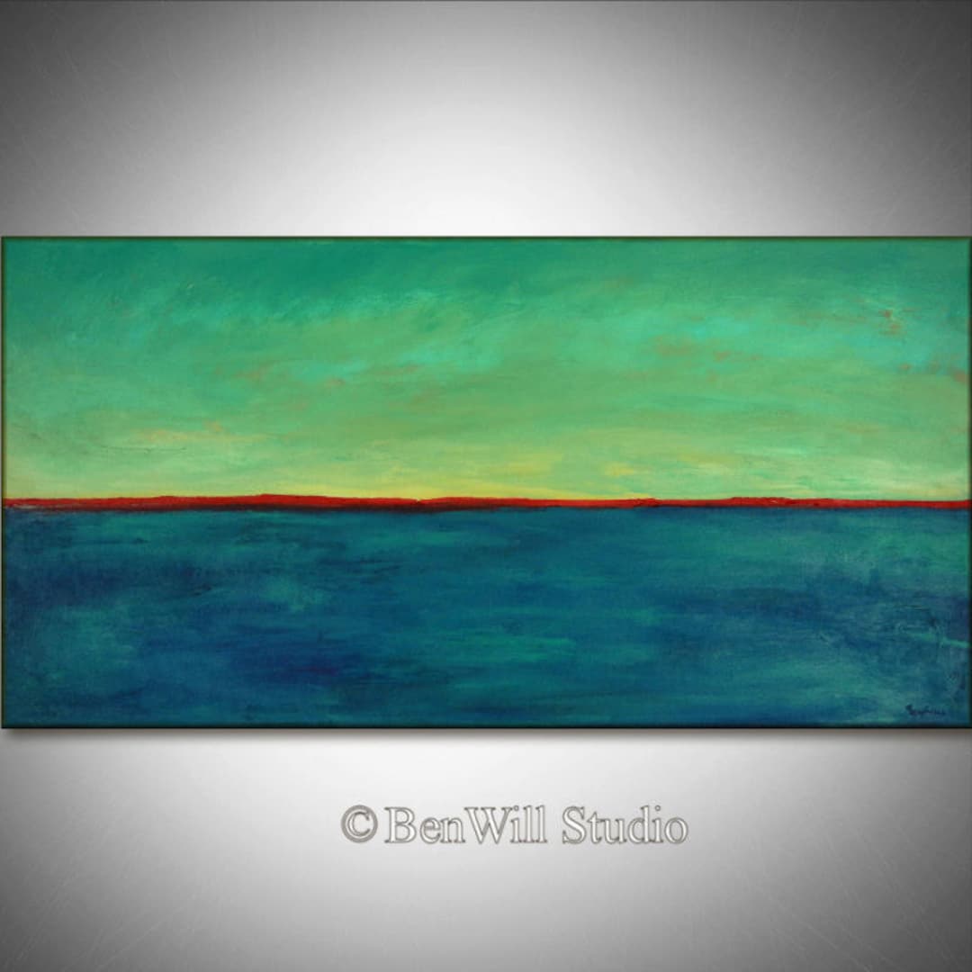 TURQUOISE Red Horizon Art Abstract Expressionist Contemporary Art ...