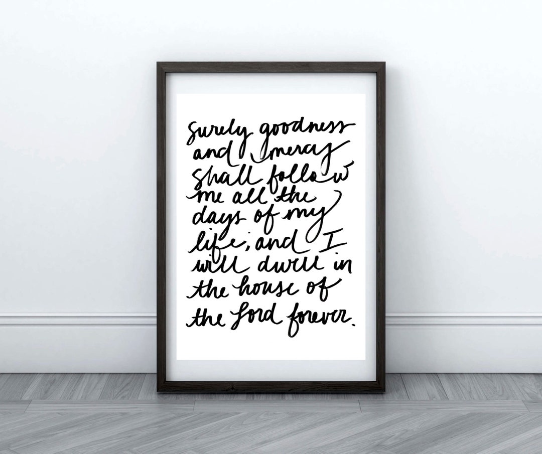 Scripture Poster | Surely Goodness Wall Art | Digital Print - Etsy