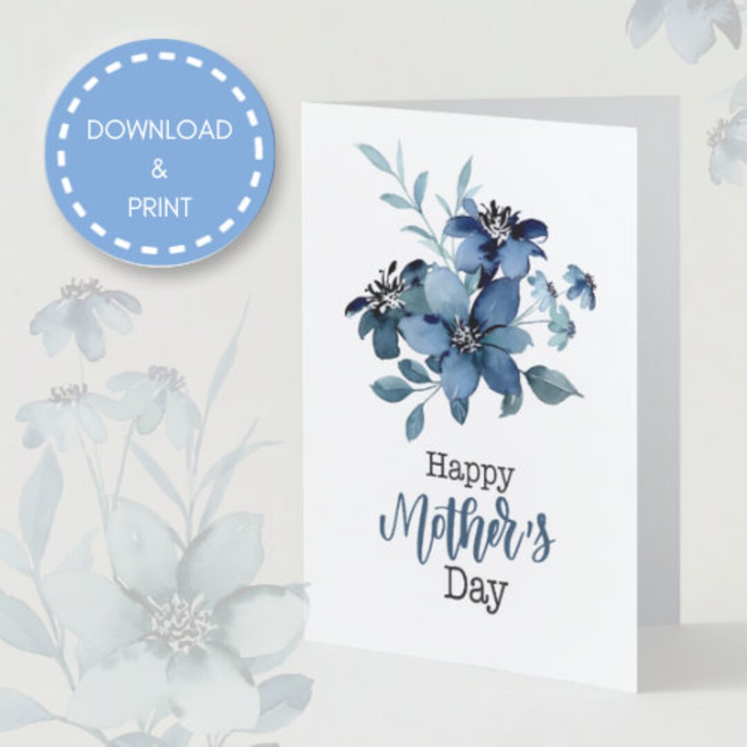 Floral Mother's Day Card | Printable, Mother's Day, Simple, 5.5"x8.25 ...