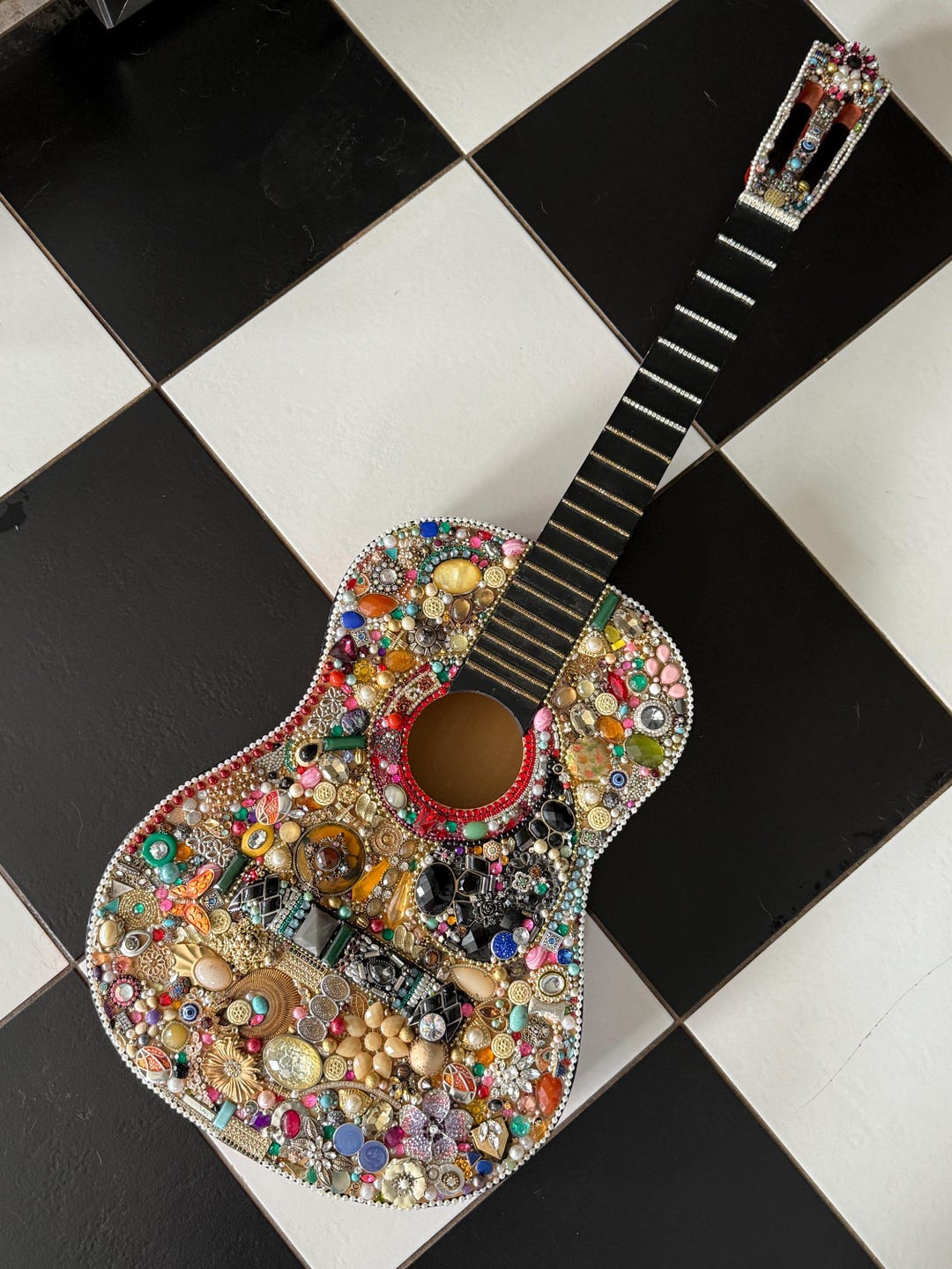 Jewel Encrusted UPCYCLED Guitar Wall Art: One-of-a-kind Sparkle - Etsy