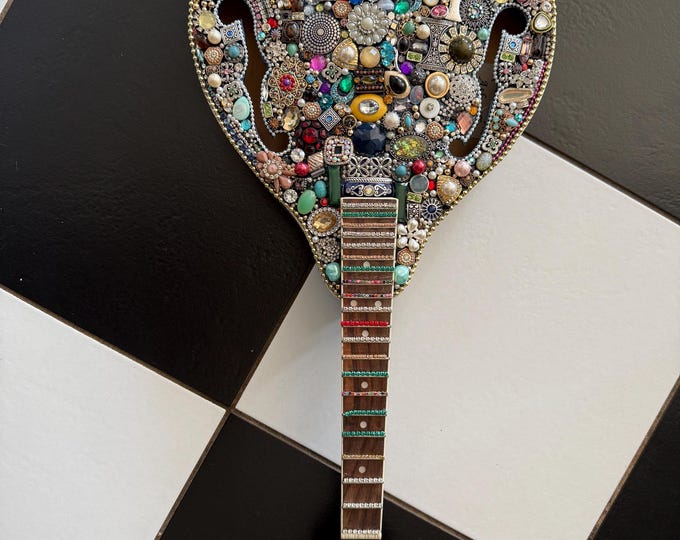 Gorgeous Jewel Encrusted Guitar, Gift for Musician, Wall Hanging, One ...