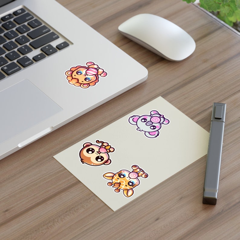 Baby Animal Sticker-set Cute Baby Animals Eating Lollies Baby Koala ...