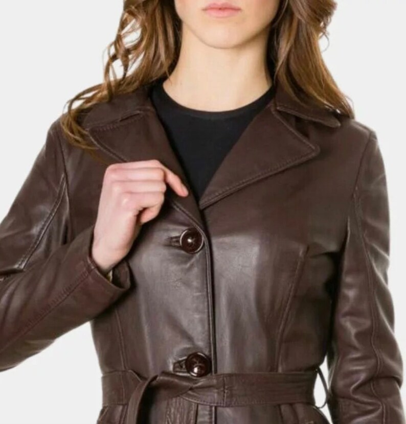 Brown Real Lambskin Leather Long Winter Coat for Womens - Etsy