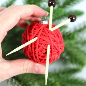Red Yarn Ball Ornament, Christmas Tree Decoration, Gift Idea for ...