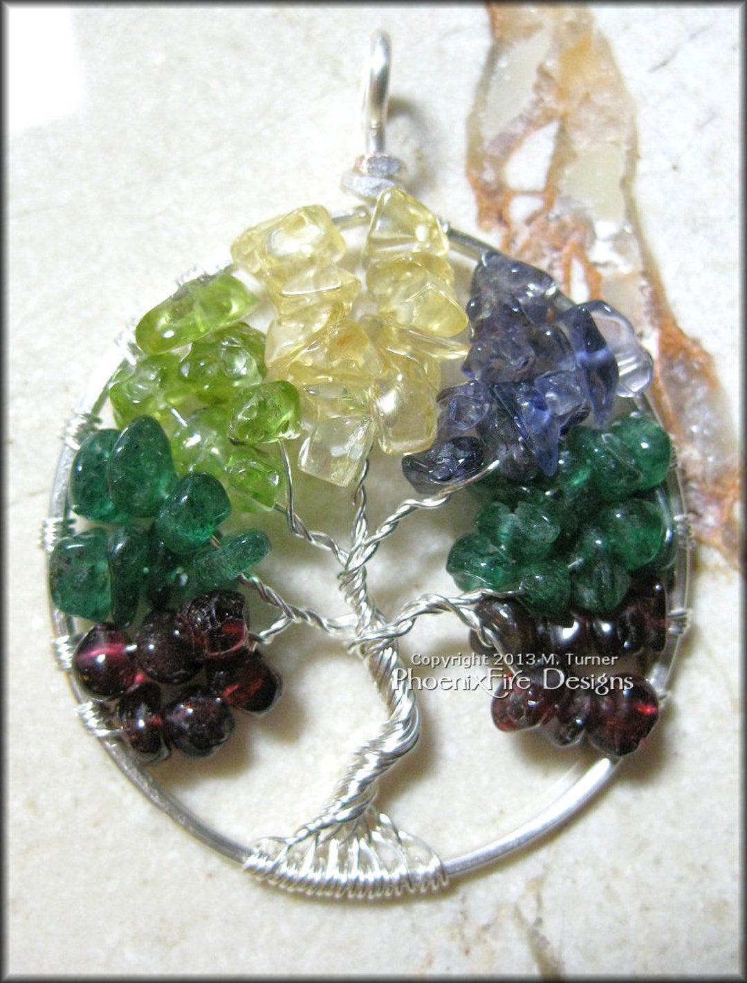 Family Tree of Life Pendant Birthstone Tree Necklace Custom Silver ...