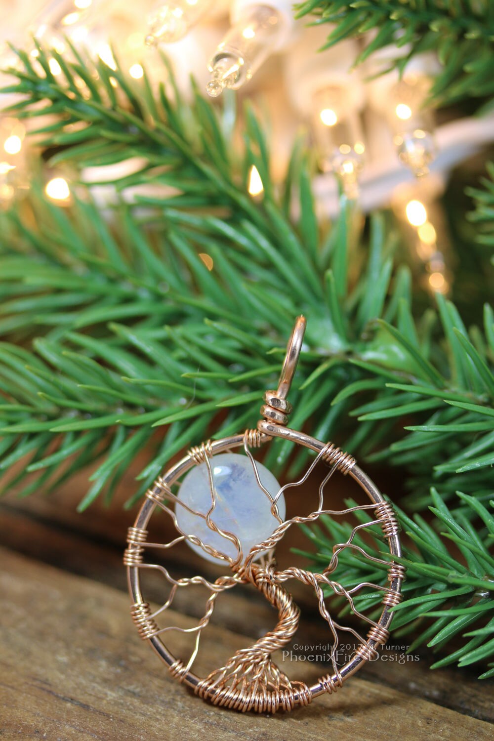 14k Rose Gold Rainbow Moonstone Necklace Tree of Life Pendant Luxury ...