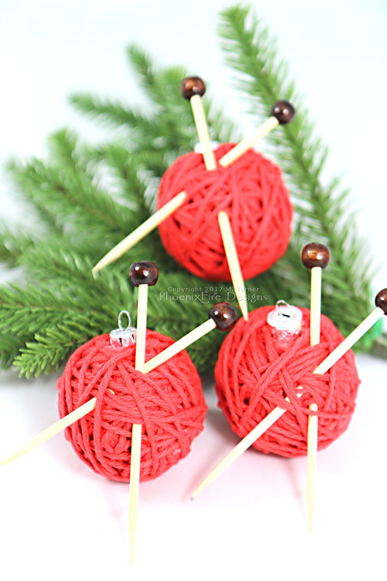 Red Yarn Ball Ornament Christmas Tree Decoration Gift Idea - Etsy