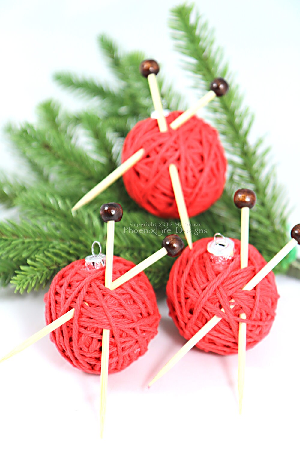 Red Yarn Ball Ornament, Christmas Tree Decoration, Gift Idea for ...