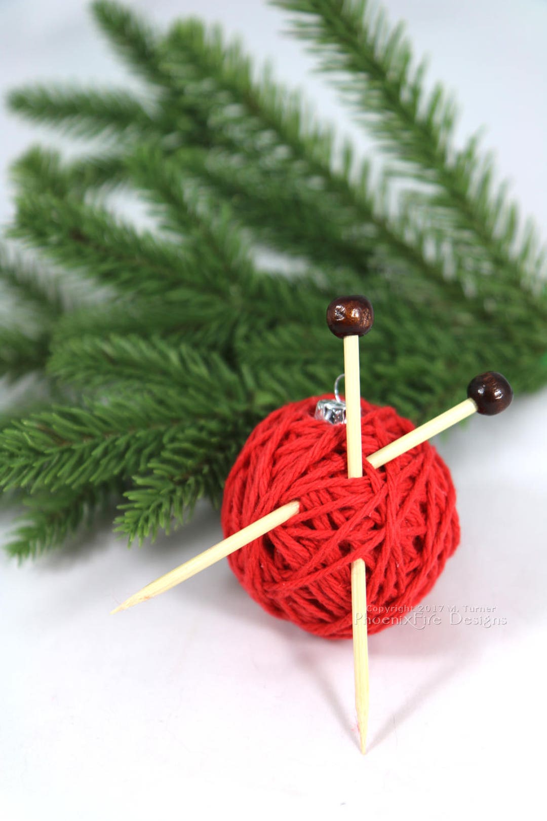 Red Yarn Ball Ornament, Christmas Tree Decoration, Gift Idea for ...