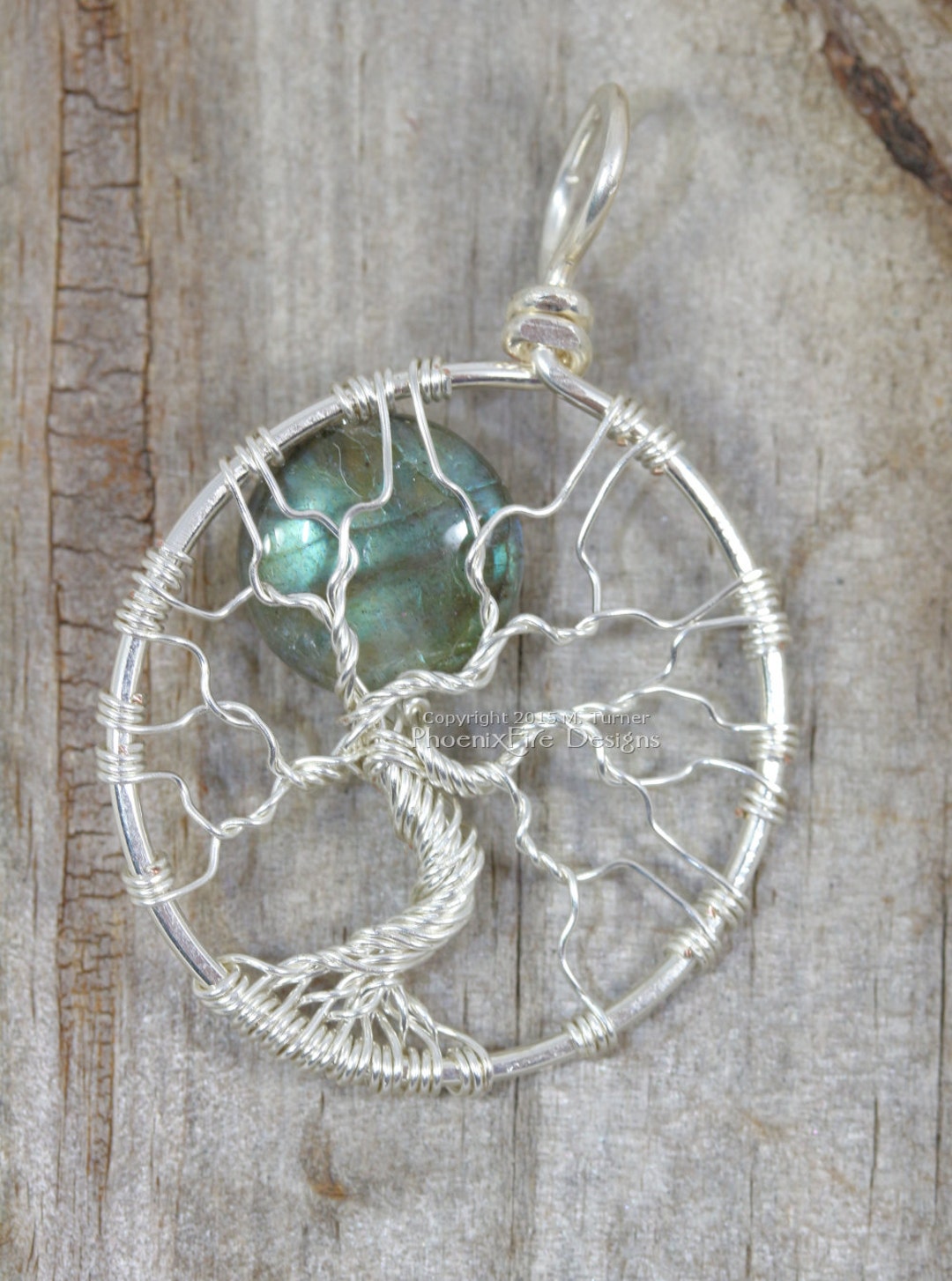Labradorite Tree of Life Pendant Full Moon Blue Flash Wire Wrapped ...