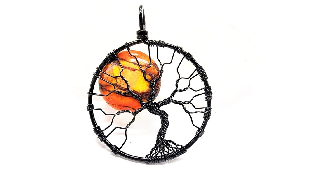 Spooky Tree Jewelry Halloween Full Moon Necklace Black Wire Tree of ...