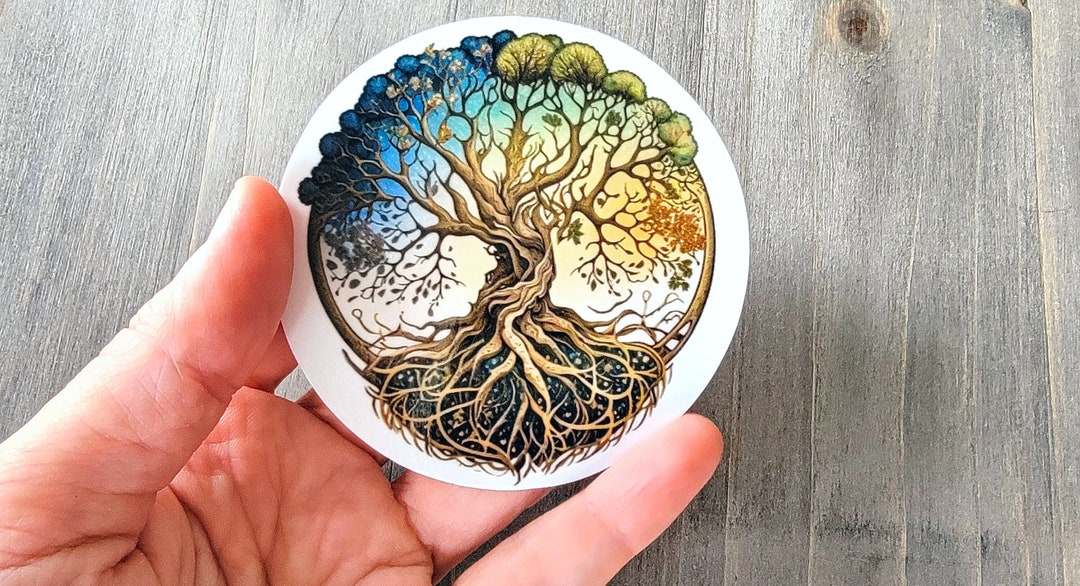 Tree of Life Sticker 3" Four Seasons Wheel of the Year Decal Waterproof ...