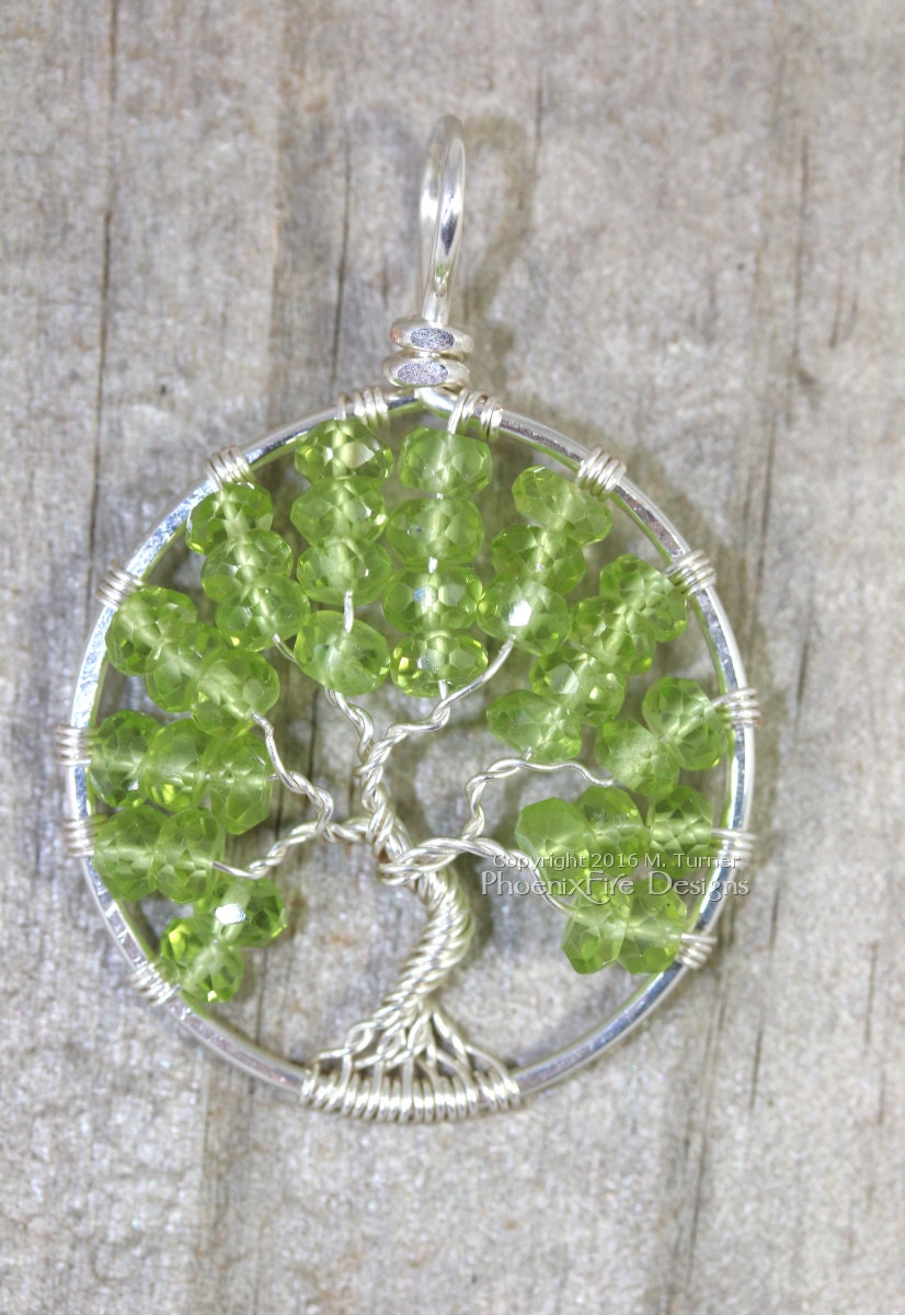 Peridot Tree of Life Pendant Silver Wire Wrapped Jewelry Wooland Forest ...