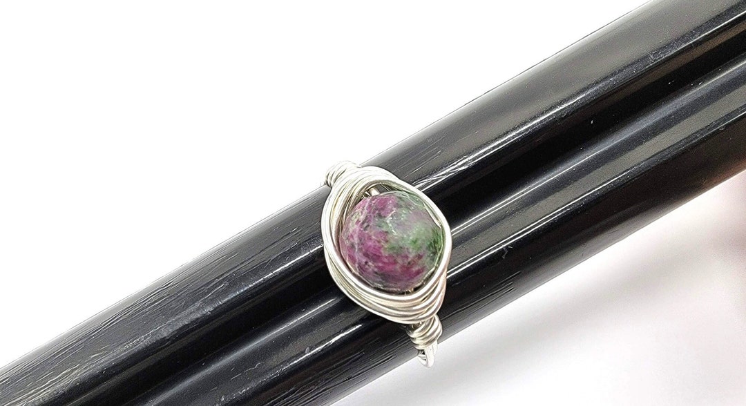 Sterling Silver Ruby Zosite Ring Wire Wrapped Silver Anyolite Ring ...