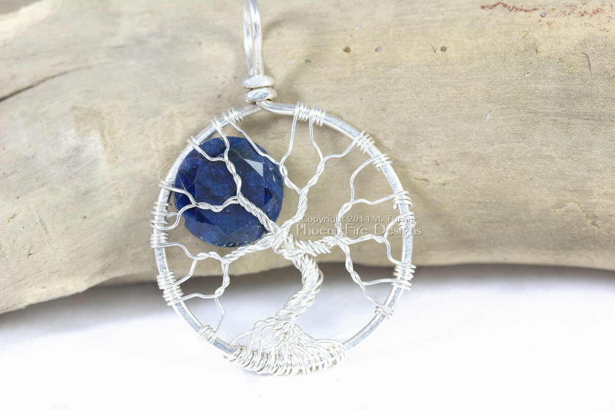Celestial Jewelry Blue Sapphire Blue Moon Tree of Life Pendant Midnight ...