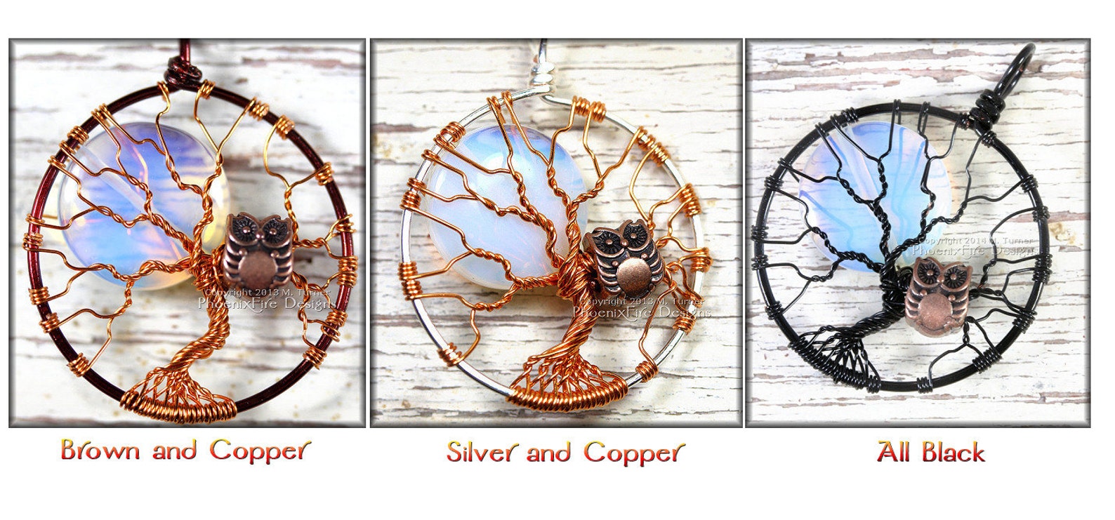 Rainbow Moonstone Owl Tree-of-life Pendant Opalite Full Moon Necklace ...