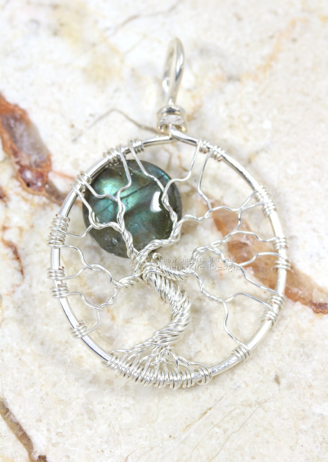 Labradorite Tree of Life Pendant Full Moon Blue Flash Wire Wrapped ...
