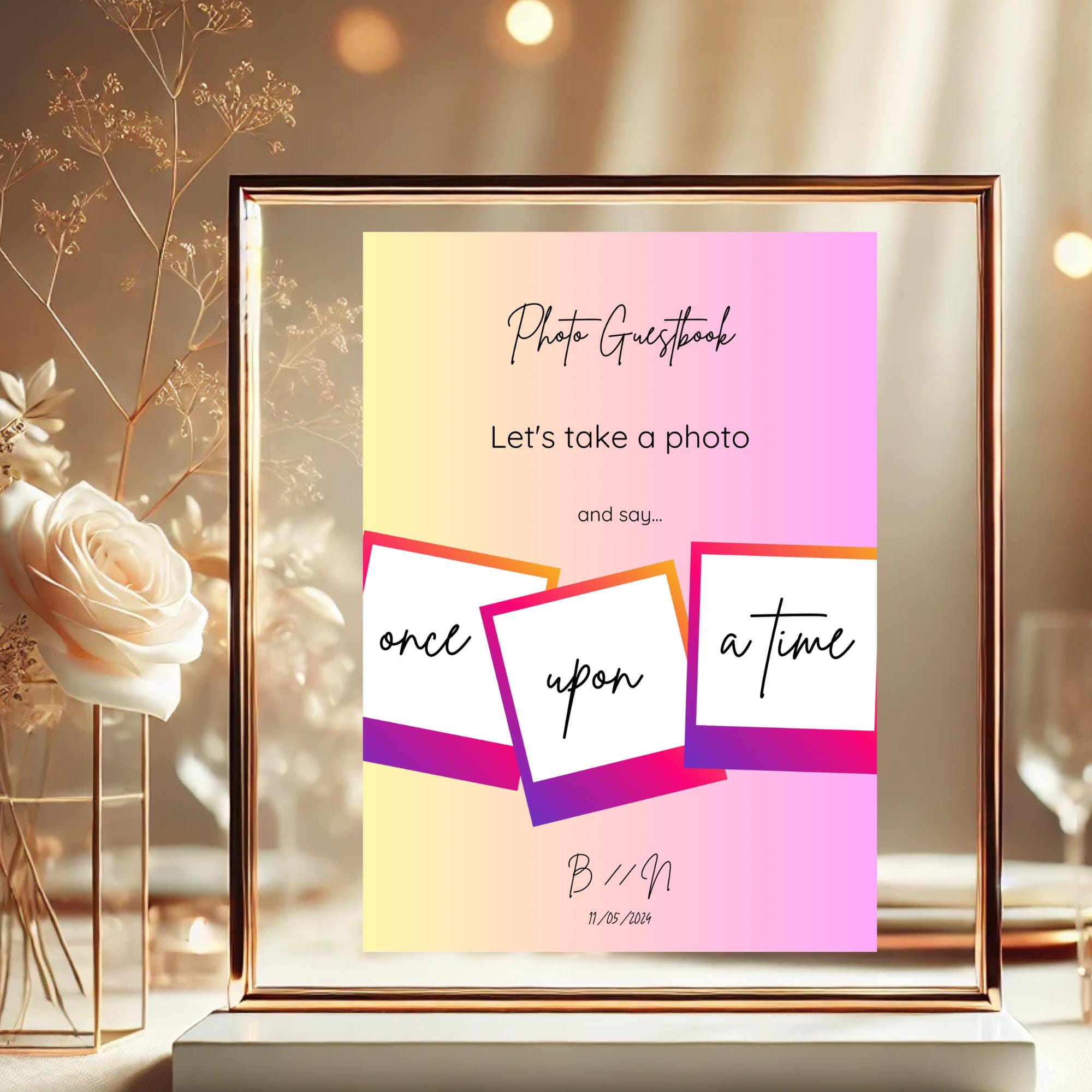 Wedding Photo Guestbook Sign, Instant Photo Vibrant Colored Guestbook ...