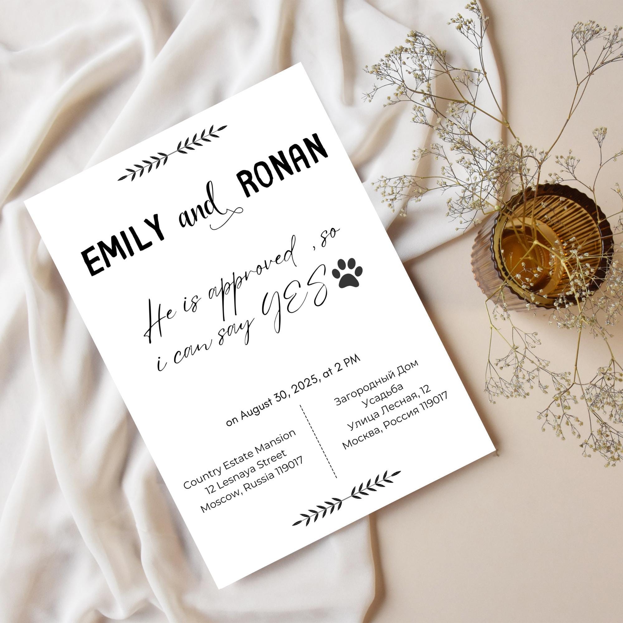 Dog Paw Wedding Invitations, Paw Stamp Wedding Invitation for Dog Owner ...