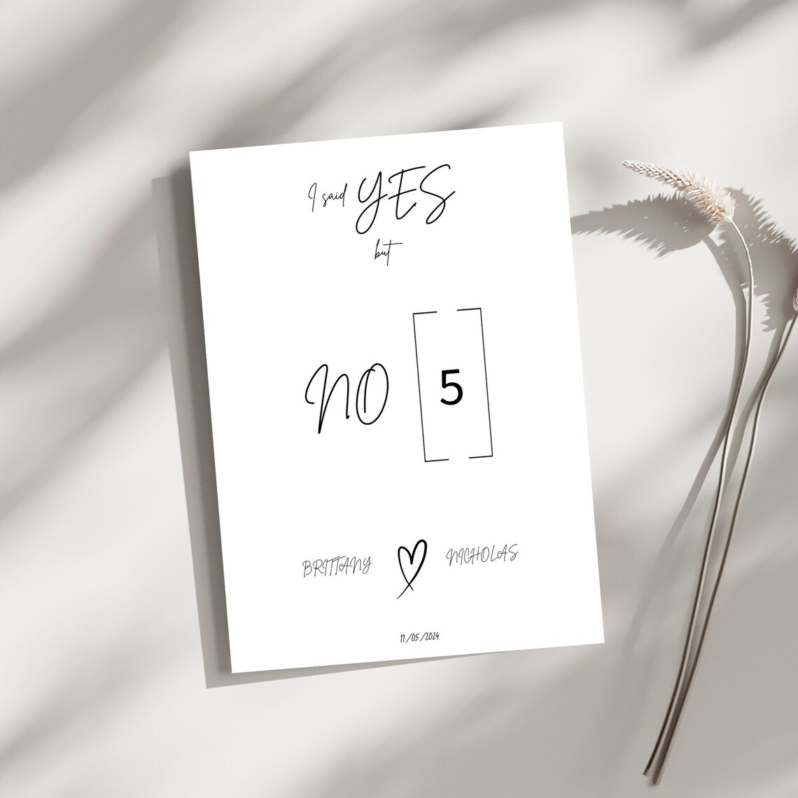 I Said Yes Themed Wedding Table Number Card, Funny and Elegant Place ...