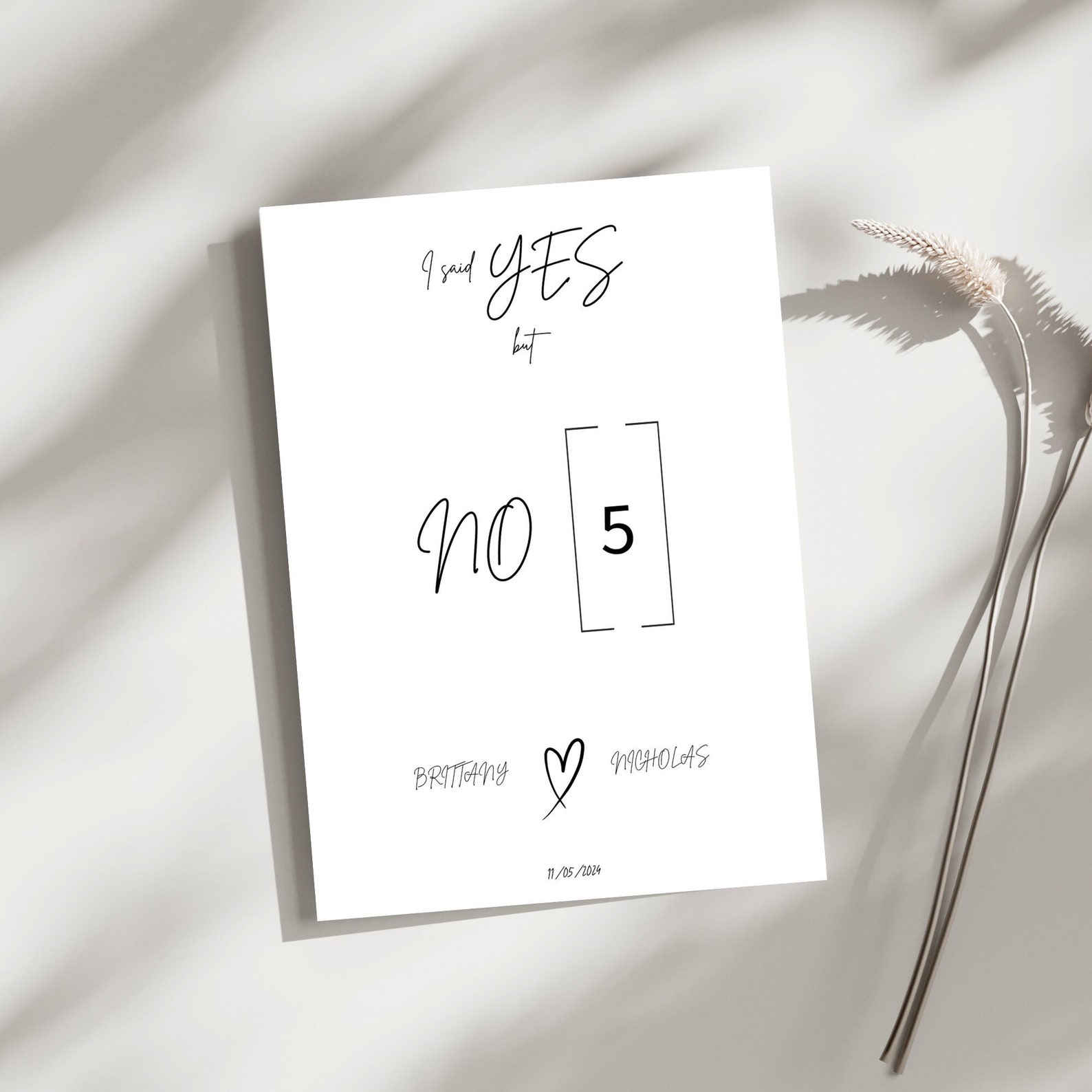 I Said Yes Themed Wedding Table Number Card, Funny and Elegant Place ...